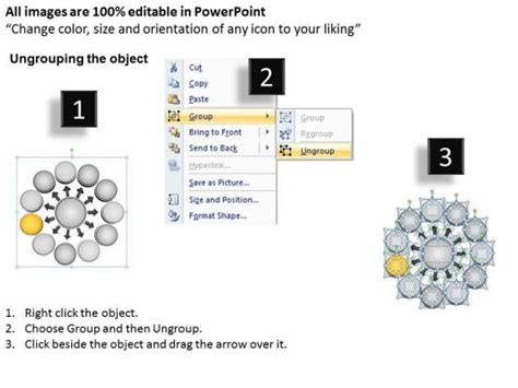 D Diverging Stages Of Single Process Cycle Motion PowerPoint Templates