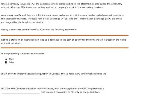 Solved Once A Company Issues Its IPO The Company S Stock Chegg