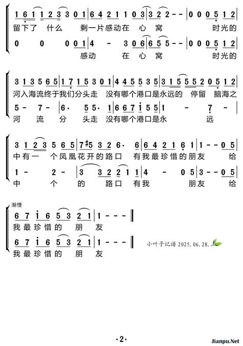 《凤凰花开的路口（合唱谱）》简谱天使童声合唱团原唱 歌谱 小叶子制谱简谱之家