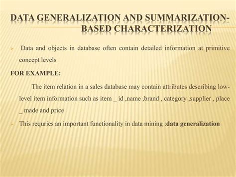Data Generalization And Summarization Pptx