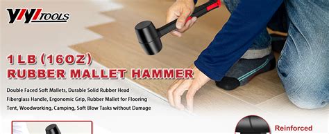 Yiyitools 16oz Rubber Mallet Hammerdouble Faced Soft Malletsdurable