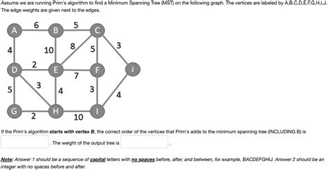Solved Assume We Are Running Prims Algorithm To Find A Minimum Spanning Tree Mst On The
