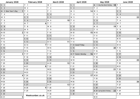 2028 Calendar With Week Numbers And Holidays For England … Official