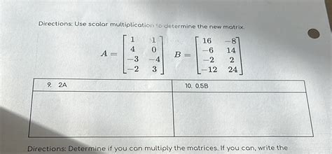 Solved Directions Use Scalar Multiplication To Determine The New