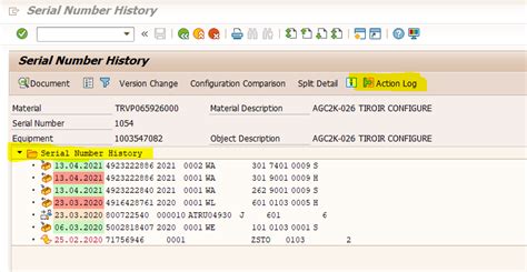 Serial Number History And Action Log Sap Community