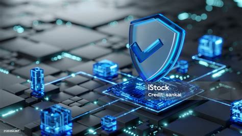 Data Security Network Safety And Data Safety Concept 3d Render Shield 3d Icon On Abstract