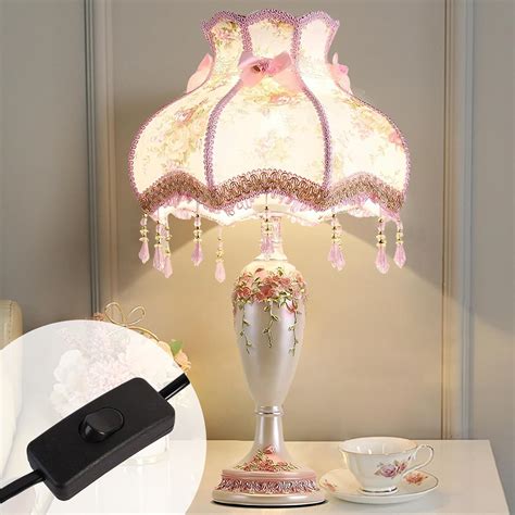 Victorian Table Lamp Pink Princess Desk Lamp Handmade Lampshade Resin