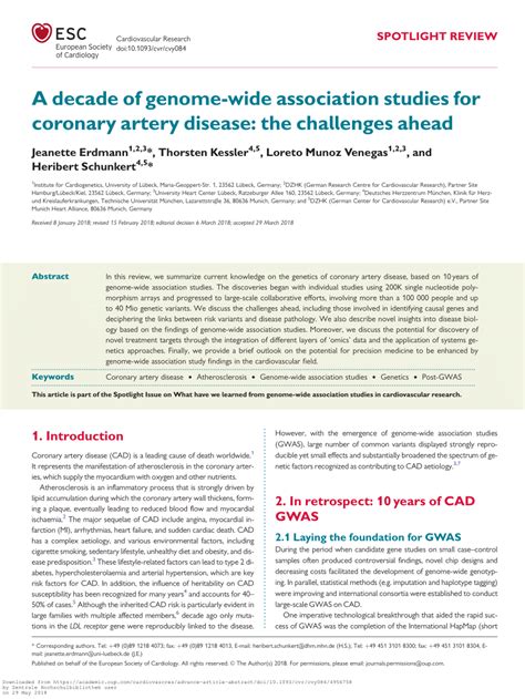 Pdf A Decade Of Genome Wide Association Studies For Coronary Artery