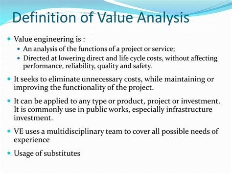 Cost Value Analysis Definition At Jennifer Marshall Blog