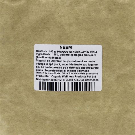 Ним (Neem) порошок, для детоксикации организма, 100 г, Organic Wellness ...