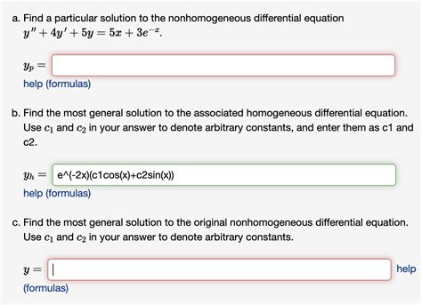 Solved A Find A Particular Solution To The Nonhomogeneous Chegg Com