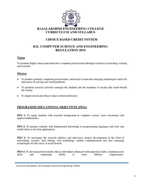 R2019 Cse Curriculum And Syllabus Pdf Linear Map C Programming