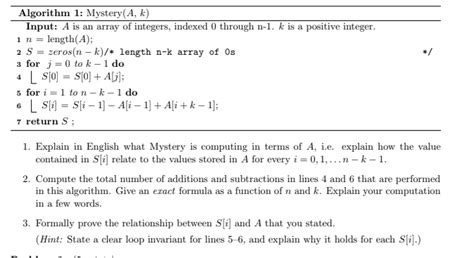 Solved Algorithm 1 Mysterya K Input A Is An Array Of