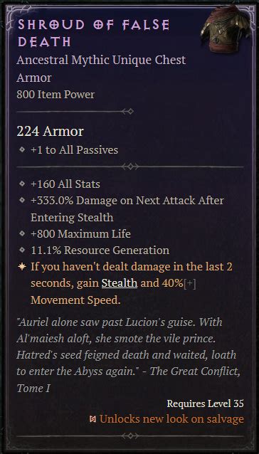 How To Get The Shroud Of False Death Mythic Unique Diablo 4 Guide Ign