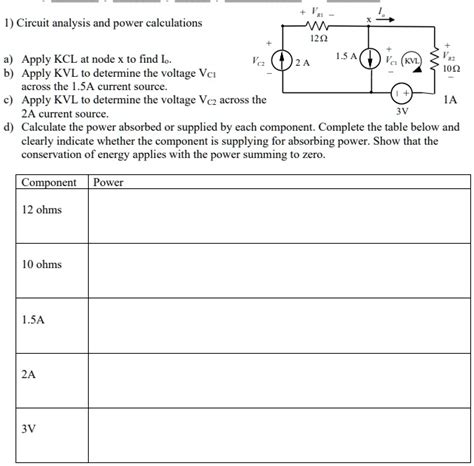 solved circuit analysis and power calculations apply kcl at node x to