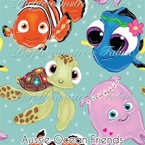Aussie Ocean Friends Fabric Purpleseamstress Fabric