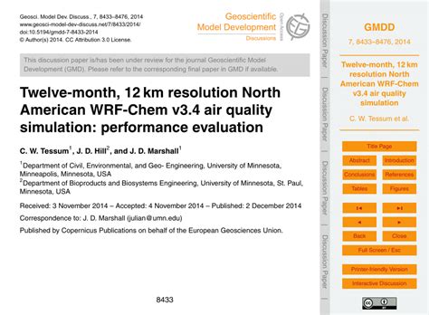 Pdf Twelve Month 12 Km Resolution North American Wrf Chem V34 Air Quality Simulation