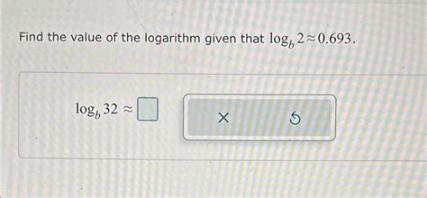 Solved Find the value of the logarithm given that | Chegg.com