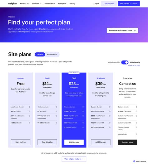 Saaspo Webflow Pricing Page