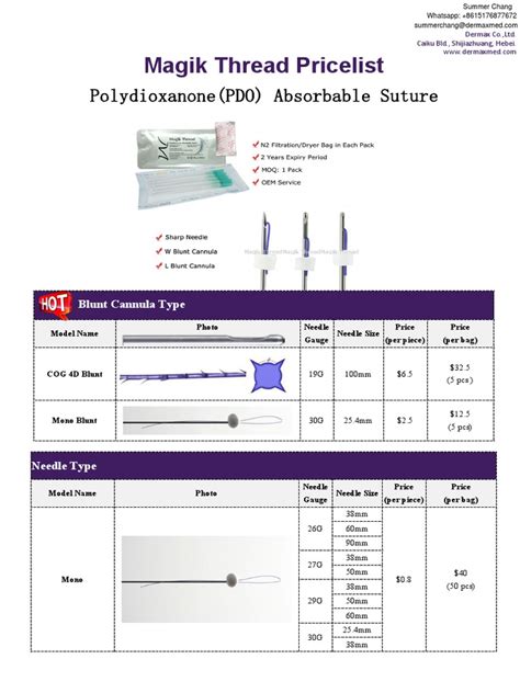 Magik Thread Pdo Pricelist Pdf Equipment Medical Equipment