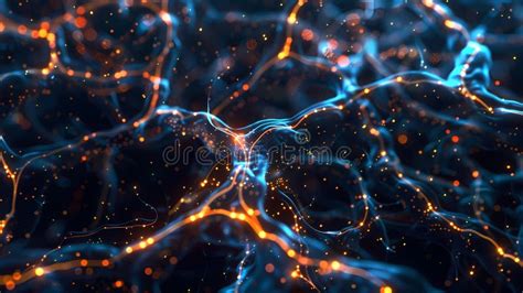 Glowing Neural Connections And Artificial Intelligence Network Visualization Stock Illustration