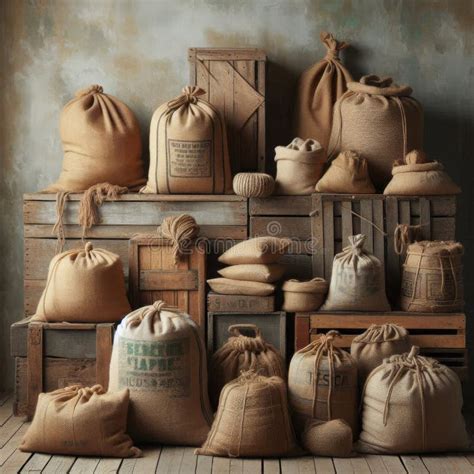 Different Types Of Agricultural Storage Sacks Stock Illustration