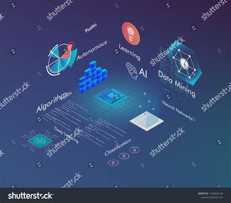 machine learning ai data mining algorithm stock vector royalty free