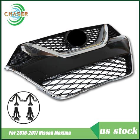 Front Bumper Grille For 2016 2017 Nissan Maxima Chrome And Black Mesh