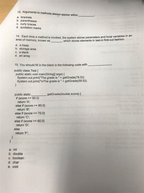 Solved Arguments To Methods Always Appear Within A Chegg