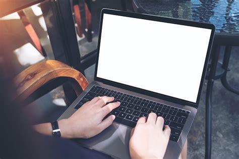 Premium Photo People Hand Using Mockup Laptop Computer