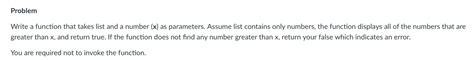 Solved Problem Write A Function That Takes List And A Number Chegg