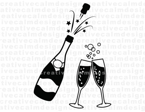 Champagne And Glass Clinking Bundle Svg Png Pdf  Etsy