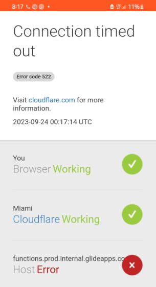 Cloud Flare Error When Opening Apps Report A Bug Glide Community