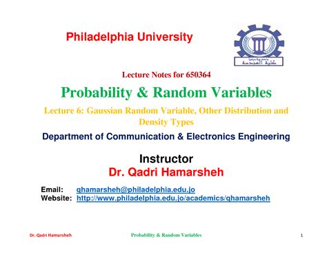 Solution Lecture 6 Gaussian Random Variable Other Distribution And