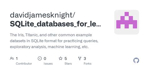 GitHub Davidjamesknight SQLite Databases For Learning Data Science The Iris Titanic And