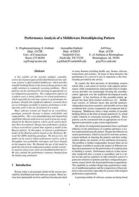 Pdf Performance Analysis Of A Middleware Demultiplexing Pattern