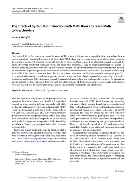 The Effects Of Systematic Instruction With Math Books To Teach Math To
