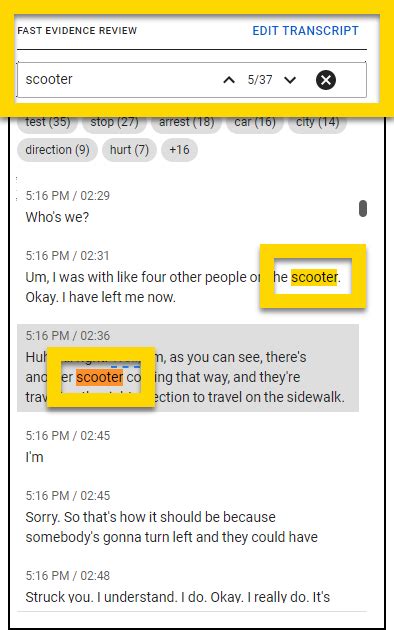 Search The Auto Transcript