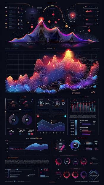 Premium Photo Abstract Futuristic Dashboard With Glowing Lines Charts And Graphs