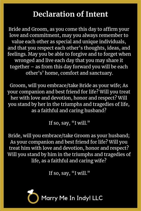 Declaration Of Intent Wedding Script 60 Photos