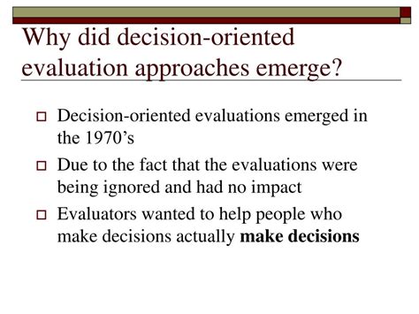 Ppt Decision Oriented Evaluation Approaches Powerpoint Presentation