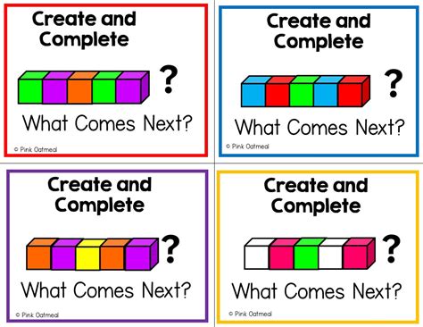 Block Pattern Task Cards Pink Oatmeal Shop