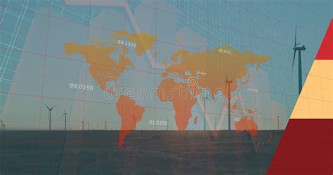 animation of statistical data processing over world map against