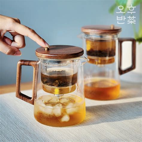 오후반차 원버튼 드롭 티머그 티메이커 티팟 표일배 녹차 차 우리기 찻주전자 주전자 800ml 위시버킷