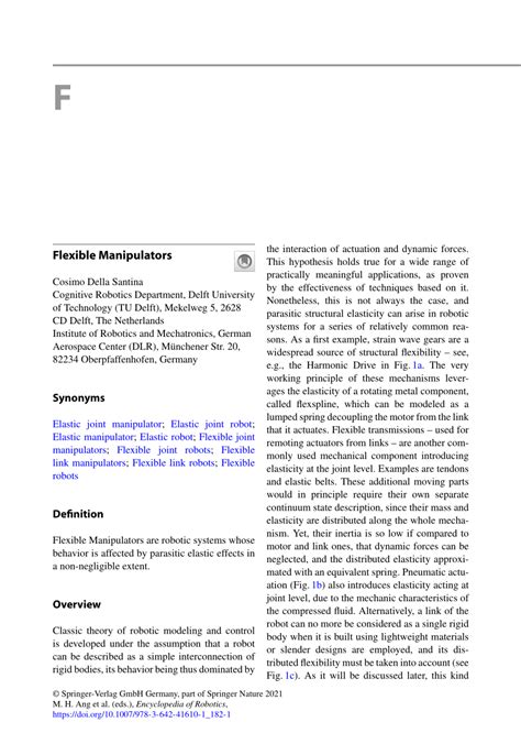Pdf Flexible Manipulators