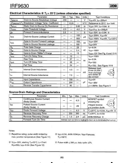 Irf9630 Power Mosfet International Rectifier