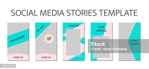 소셜 미디어 이야기 템플릿입니다 블로거와 Smm에 대 한 이야기에 대 한 5 레이아웃의 집합입니다 민트 그린과 핑크 파스텔 컬러 팔레트입니다 모바일 응용 프로그램에 대 한
