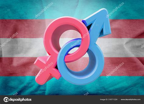 Sex Symbol In Colors Of Transegender On Blue And Pink Background Idea And Leadership Concep D