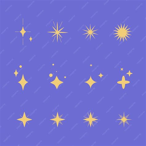 플랫 스파클링 스타 컬렉션 무료 벡터