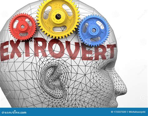 Extrovert And Human Mind Pictured As Word Extrovert Inside A Head To Symbolize Relation